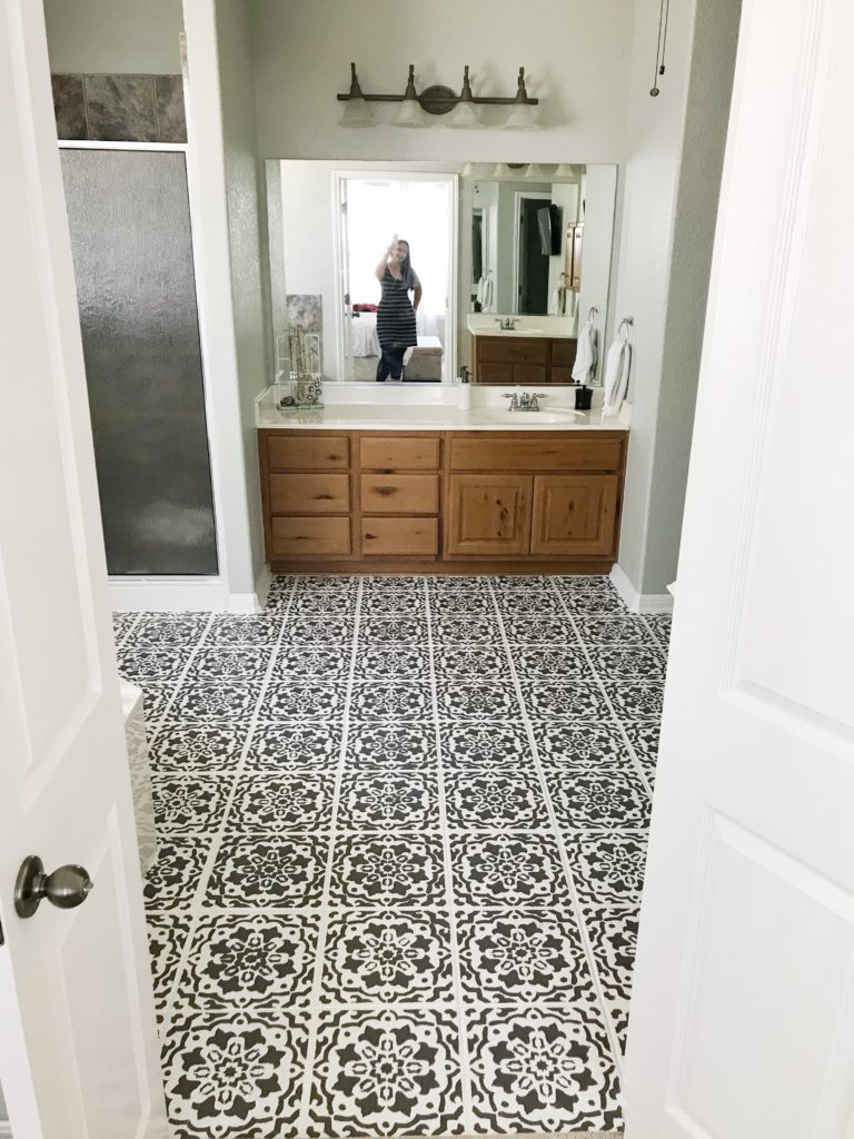 How I Painted My Ugly Tile Floor With Stunning Results - Rooted Childhood