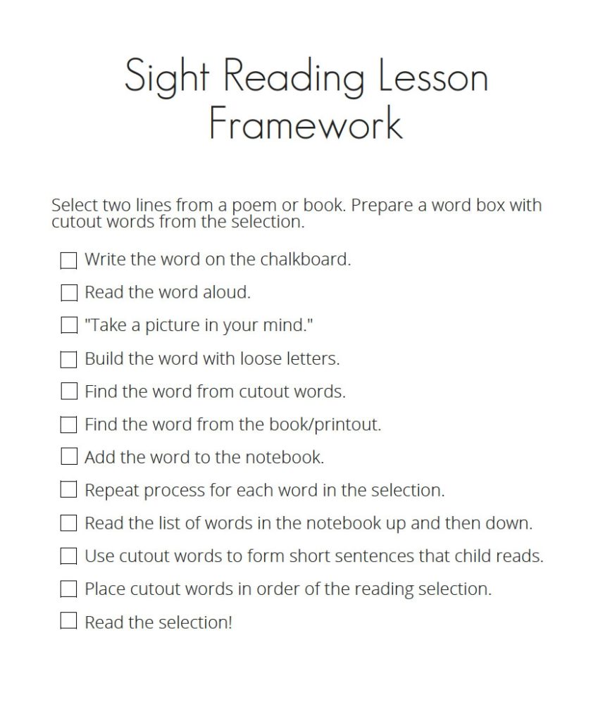 Charlotte Mason Reading Lessons | Sight Reading