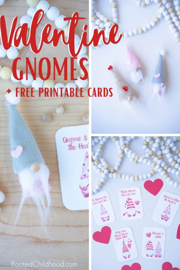 Valentine's Gnomes + Free Printable Cards - Rooted Childhood